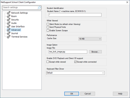 Student Advanced settings