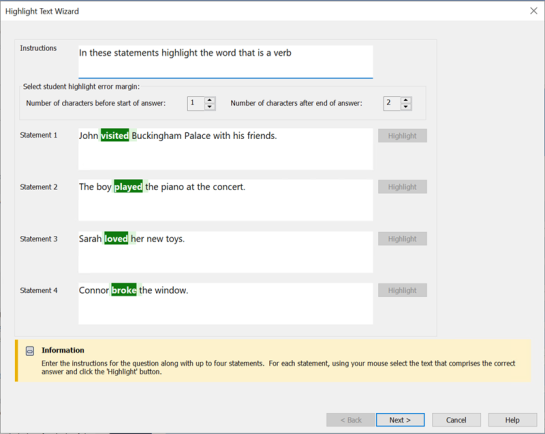 Highlight text question