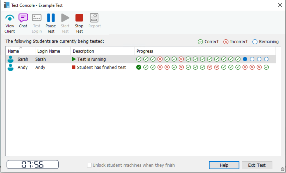 Testing Console - run exam