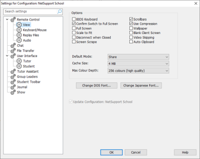 Adjusting configuration settings