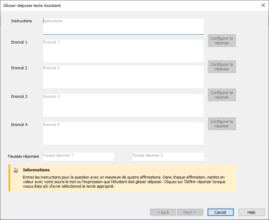 Créer une question - Glisser et déposer du texte