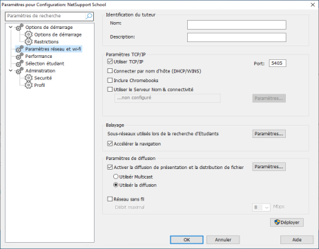 Paramètres réseau et wi-fi